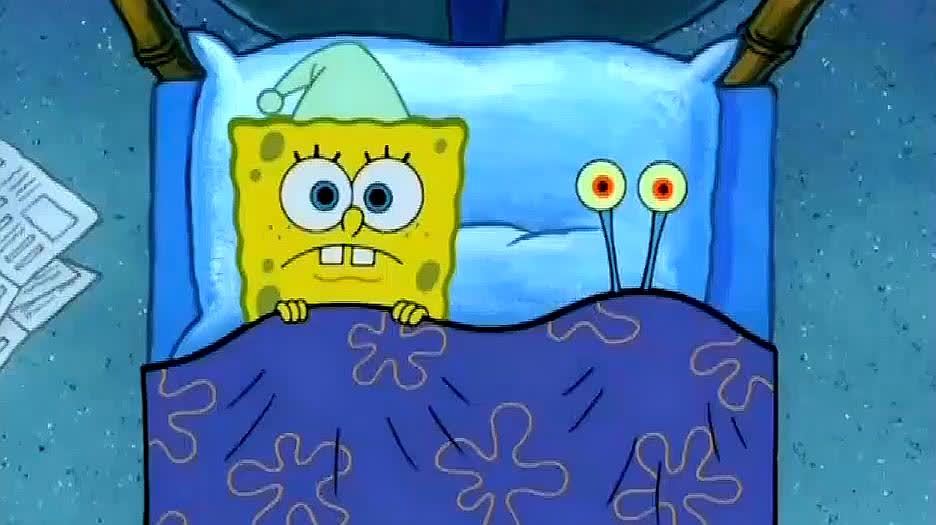 海绵宝宝睡觉前,看鬼故事,结果吓得连觉都不敢睡了!