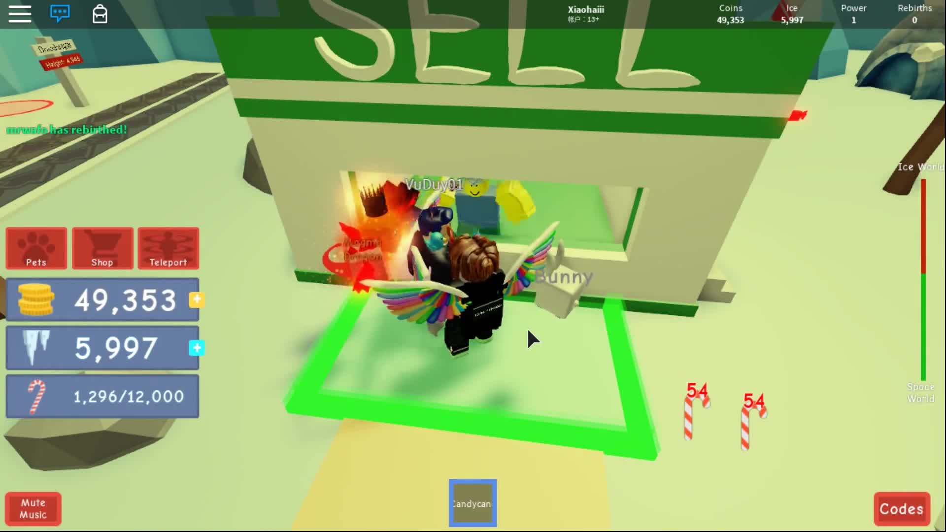 Roblox拐杖糖果模拟器:重生之后一道闪电劈下来,有点逗