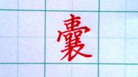 硬笔楷书行书单字详细讲解与示范: 囊字的写法