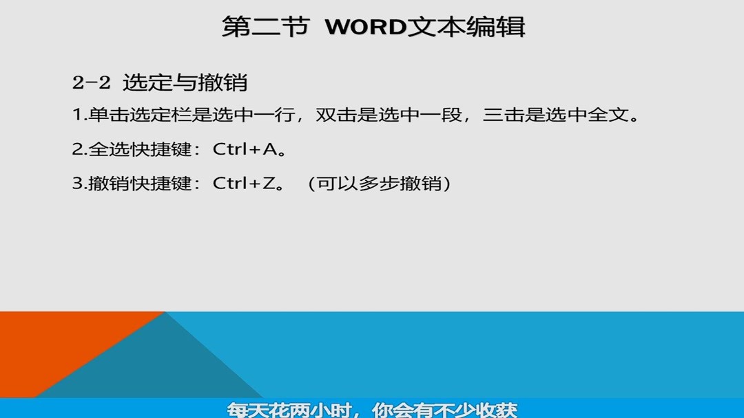 第三节:文本的选定与撤销快捷键
