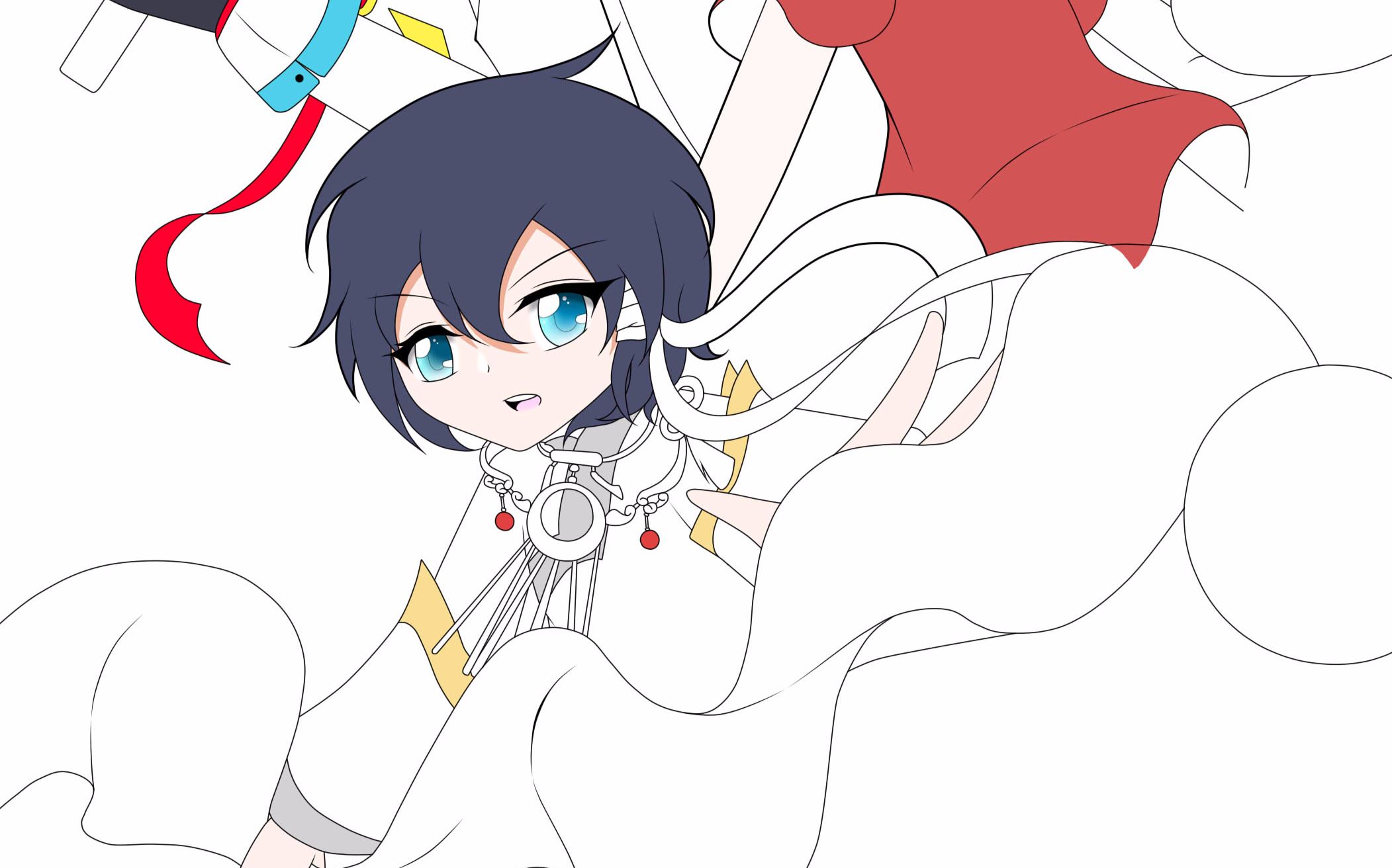 【sai鼠绘】画线稿的过程录个屏(不完整)