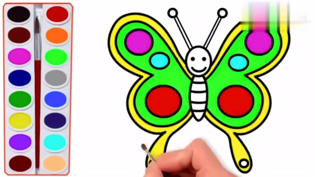 976益智:画画幼儿颜色启蒙:画蝴蝶,简笔画学习