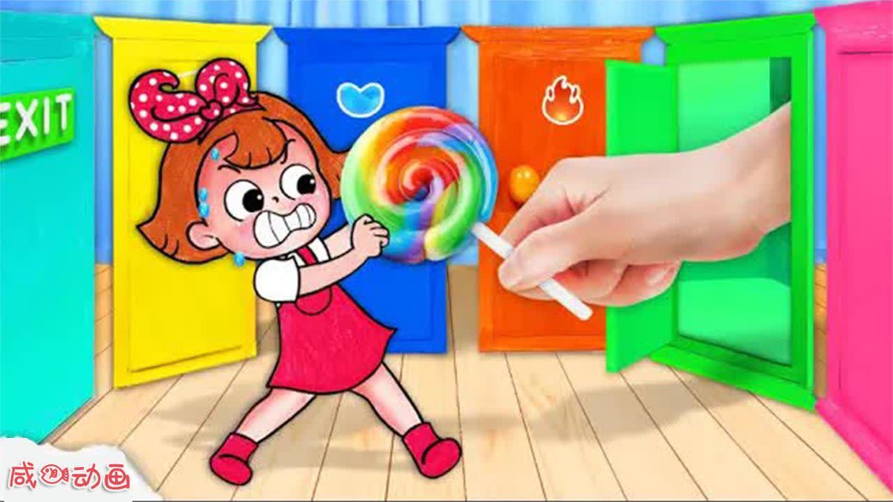 趣味定格动画:小美为了上厕所,挑战四元素房间,结局太逗啦!