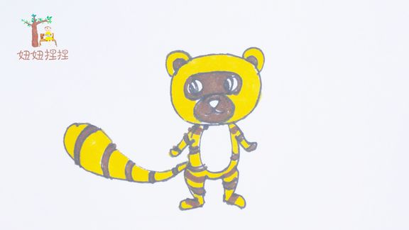 简笔画:“游泳健将”小浣熊宝宝的画法简单,你想要1只吗?
