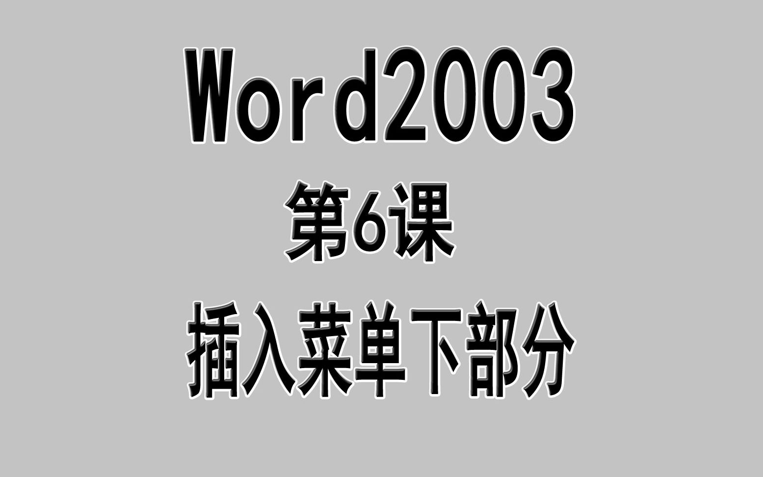 word2003第6课插入菜单下部分