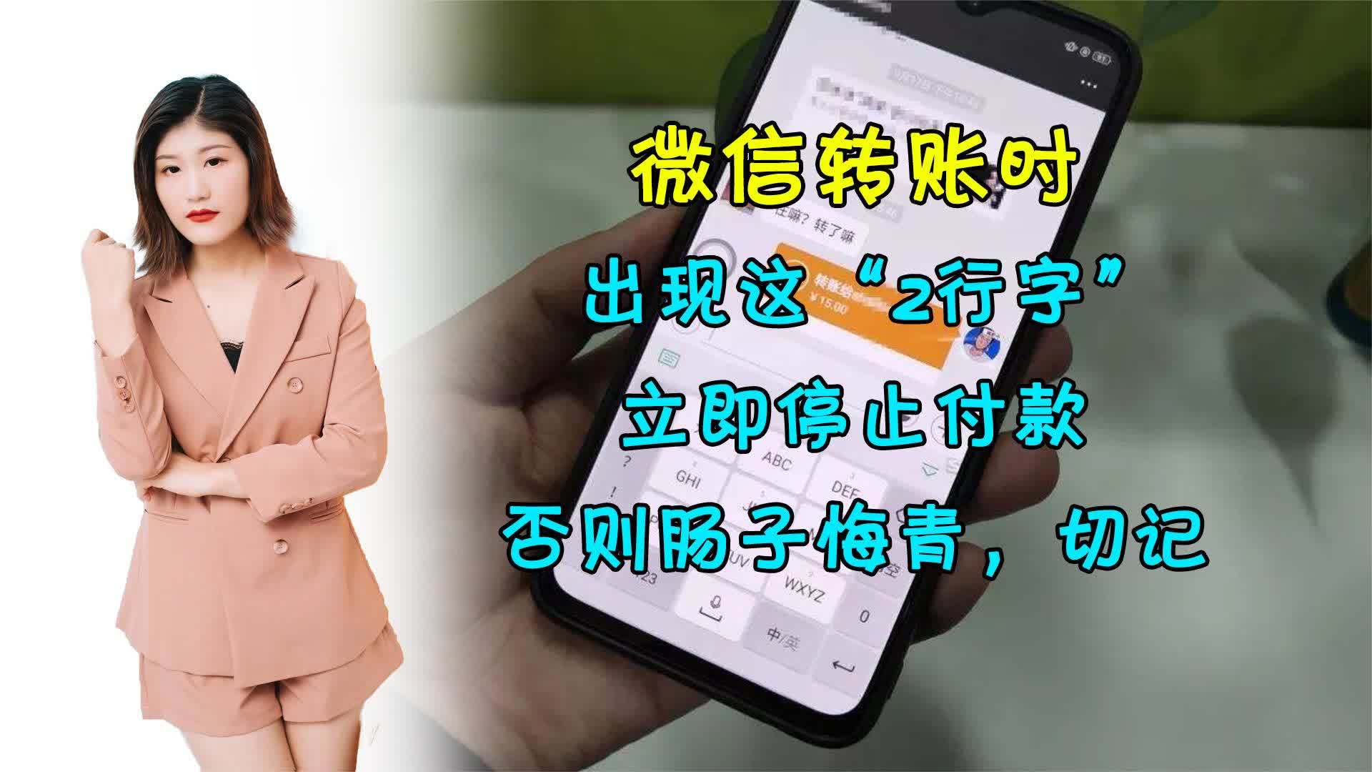 微信转账时,出现这2行字立即停止付款,否则肠子悔青,切记