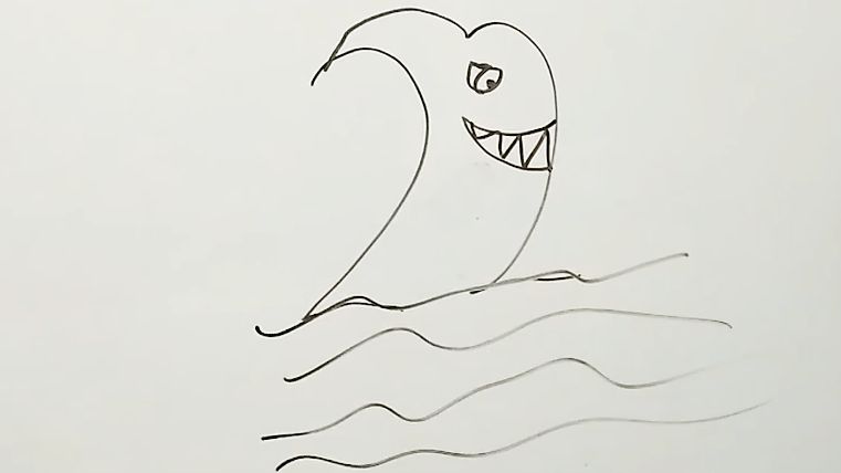 用数字“22”画鲨鱼,儿童画 简笔画,祈福笑歌画画教程