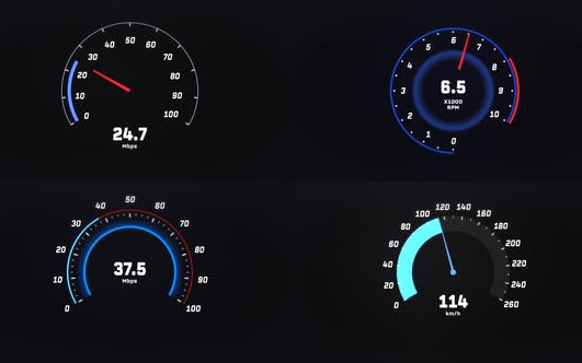 AE模板-仪表盘汽车液压表数字显示数据可视化速度表公里数时速速度...