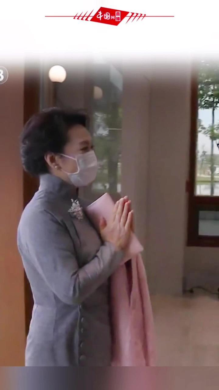 彭丽媛同亚太经合组织经济体领导人及代表配偶共同参观大城府国家艺术博物馆。