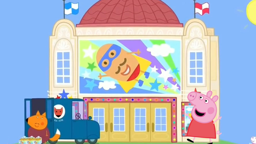 小猪佩奇最新第八季 去电影院看超级土豆先生电影 简笔画