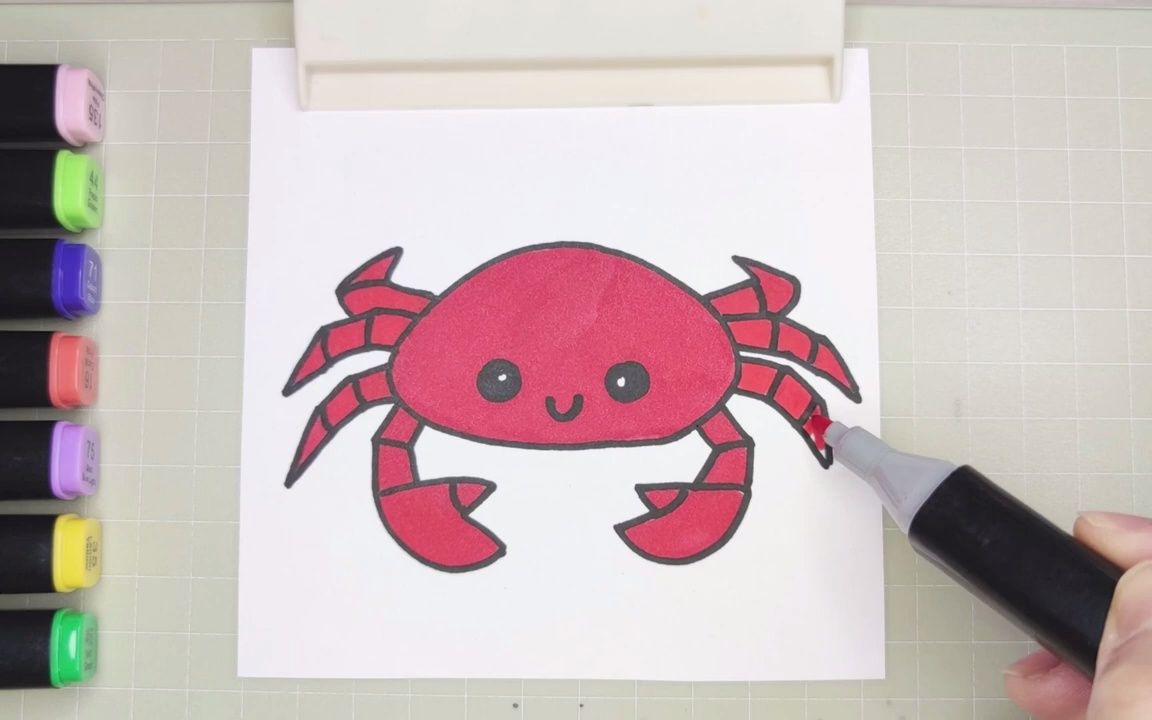 【简笔画】教你一步一步画可爱的螃蟹ߦ�~超级简单的绘画,一看就会!