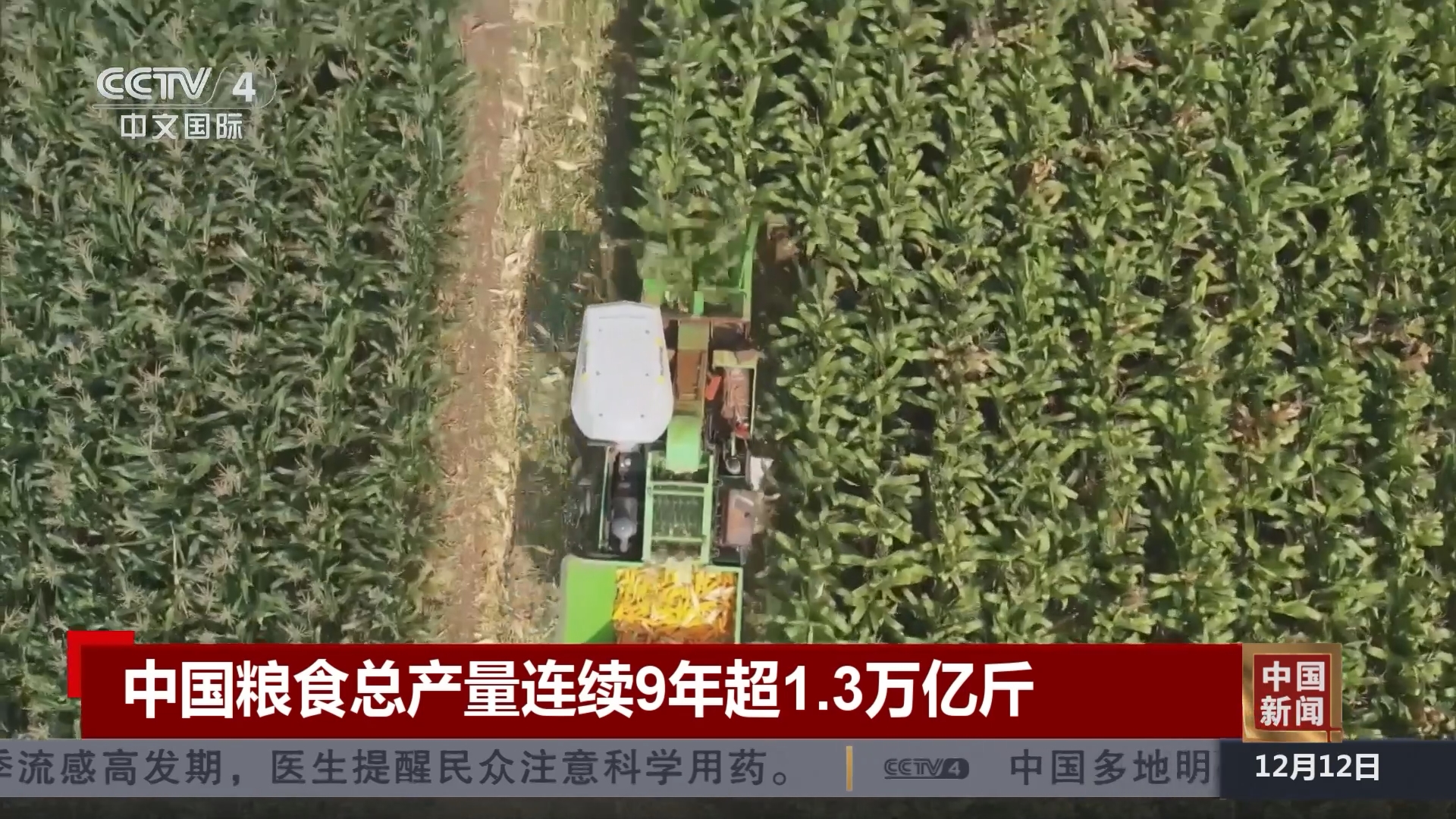 [中国新闻]中国粮食总产量连续9年超1.3万亿斤