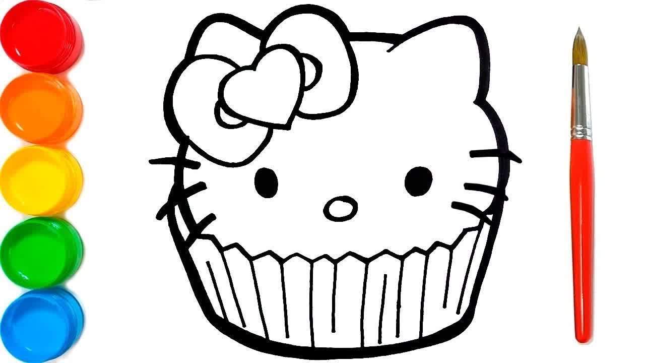 儿童简笔画:kitty猫纸杯蛋糕