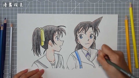一学就会的动漫手绘图:柯南的两大女神(上色版)