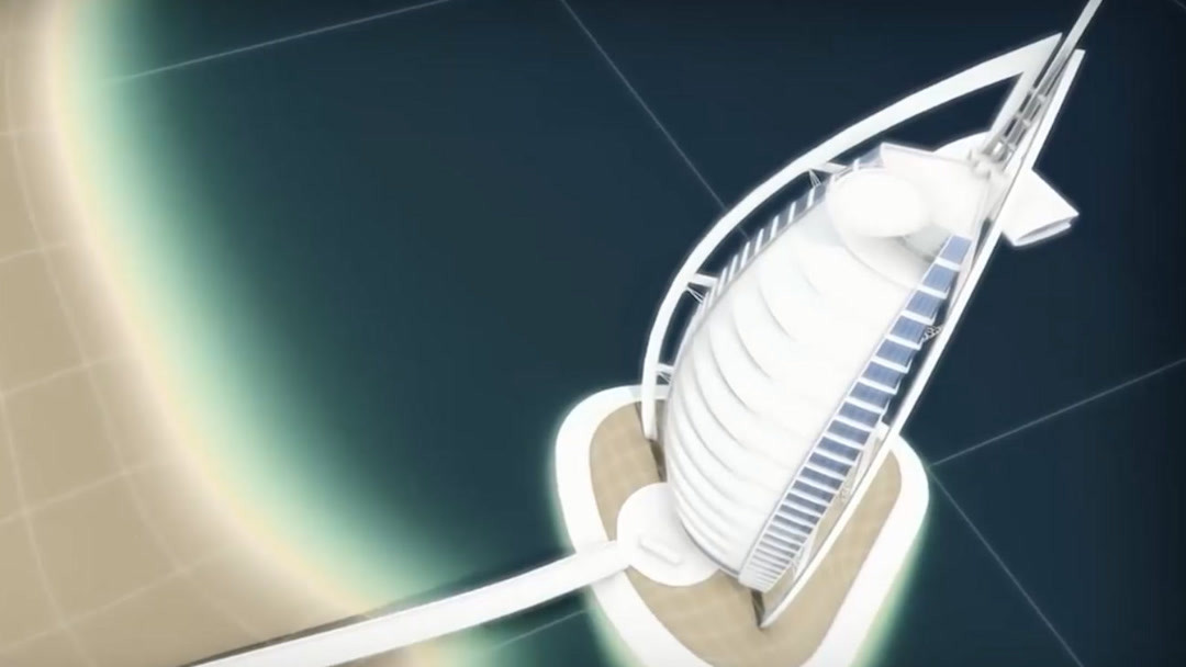 帆船酒店高达321米,总重量高达25万吨,具有极强抗震防暴功能!