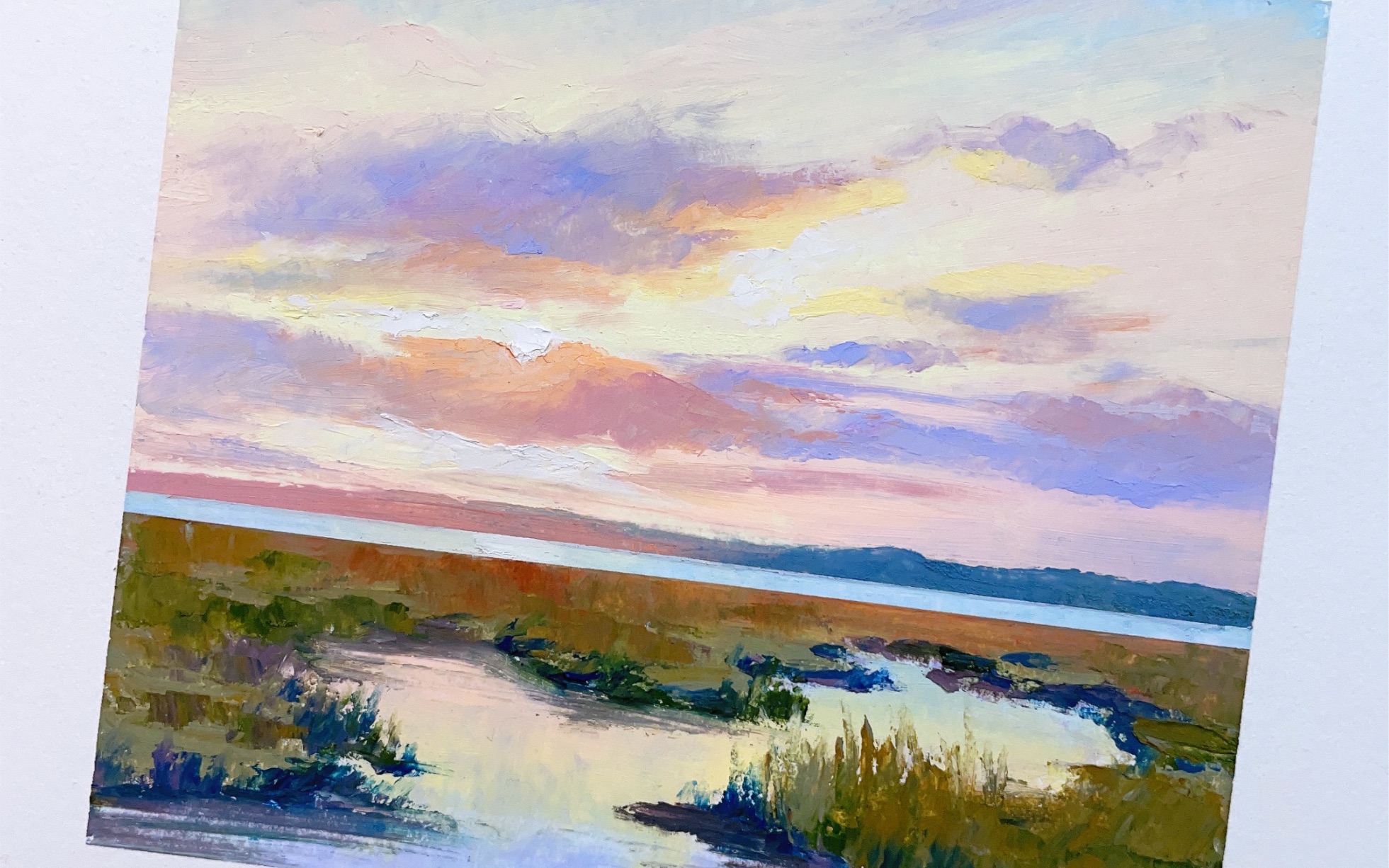 油画棒·湖光晚霞视频绘画过程