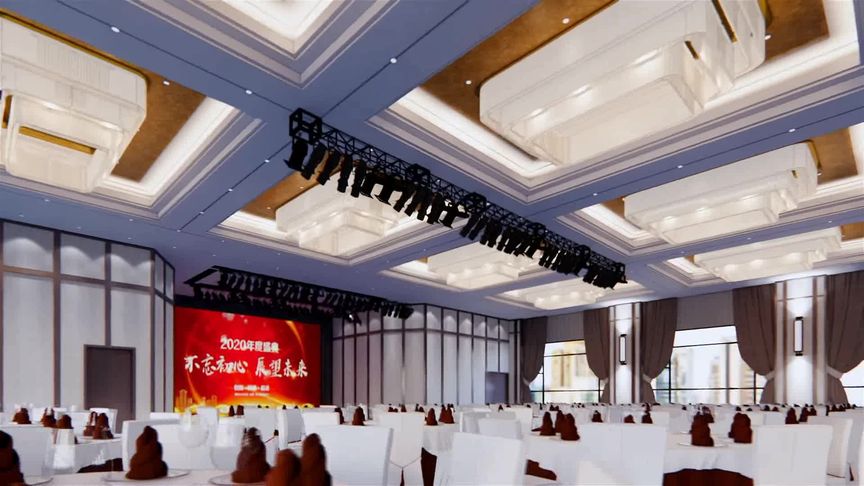 #宴会厅 #舞美设计 宴会厅设计是综合声光电为一体的空间