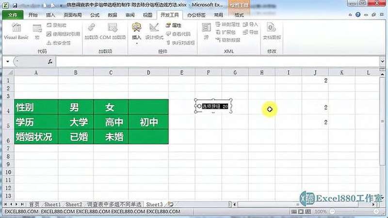 Excel带勾选按钮的调查表 实现多组独立的单选按钮的高级技巧