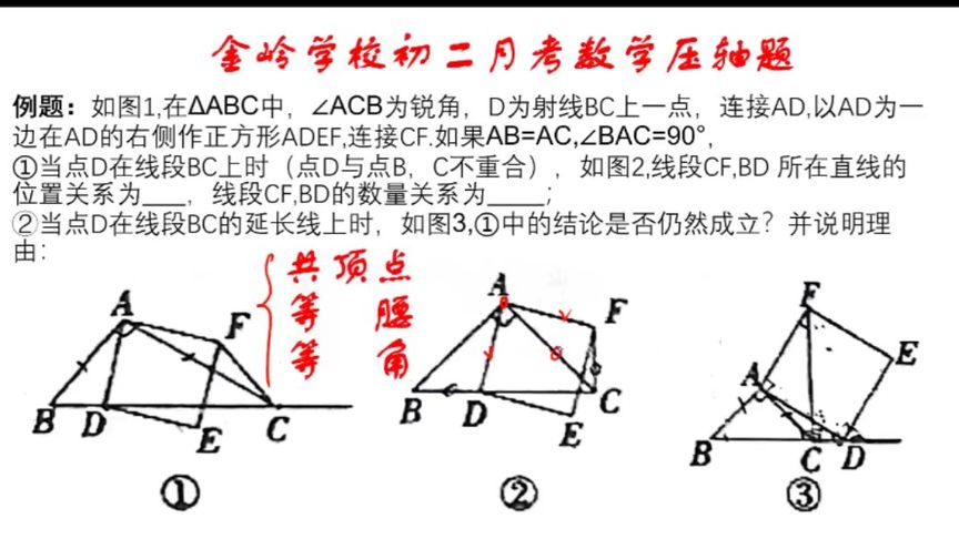 初二数学手拉手模型应用