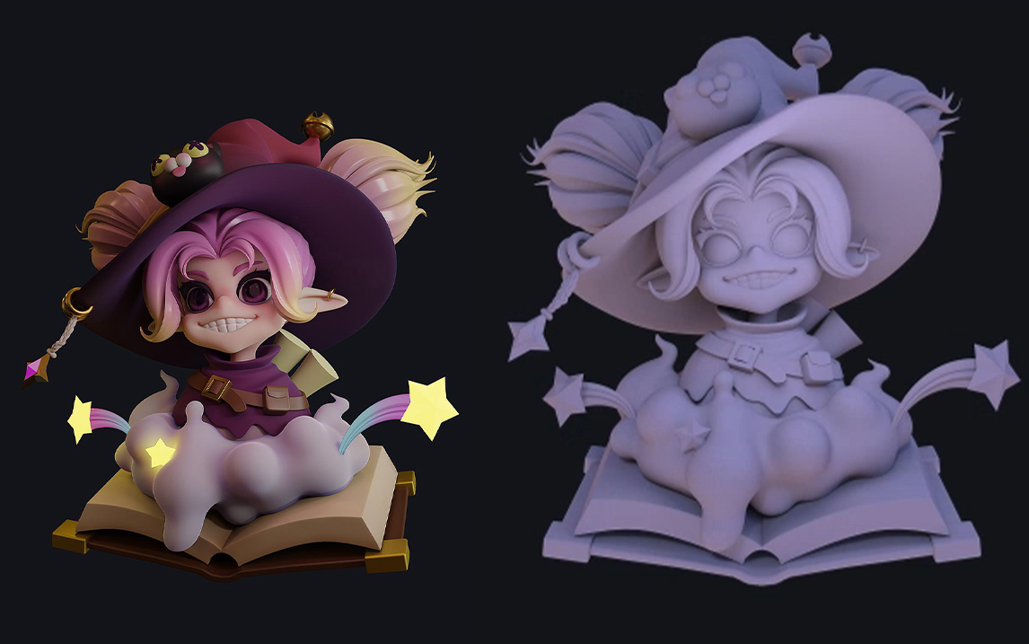 【zbrush雕刻】卡通小手办模型制作材质上色,zb新手雕刻教程