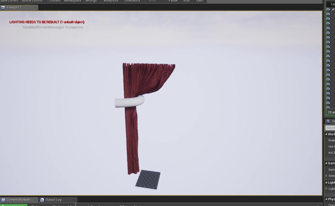 UE4布料与世界伪交互效果,窗帘布料交互