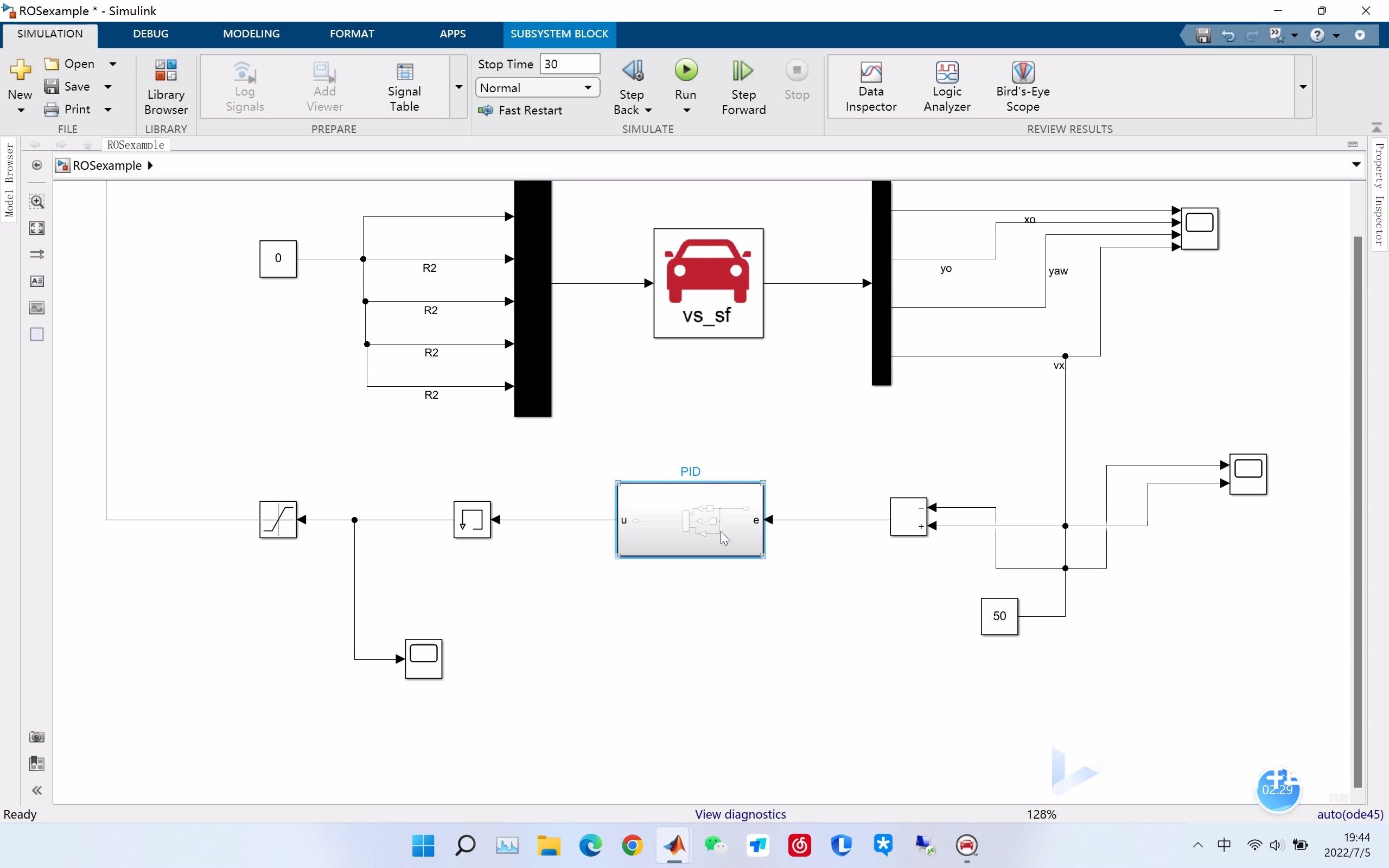 ROS Simulink CarSim联合仿真示例教程