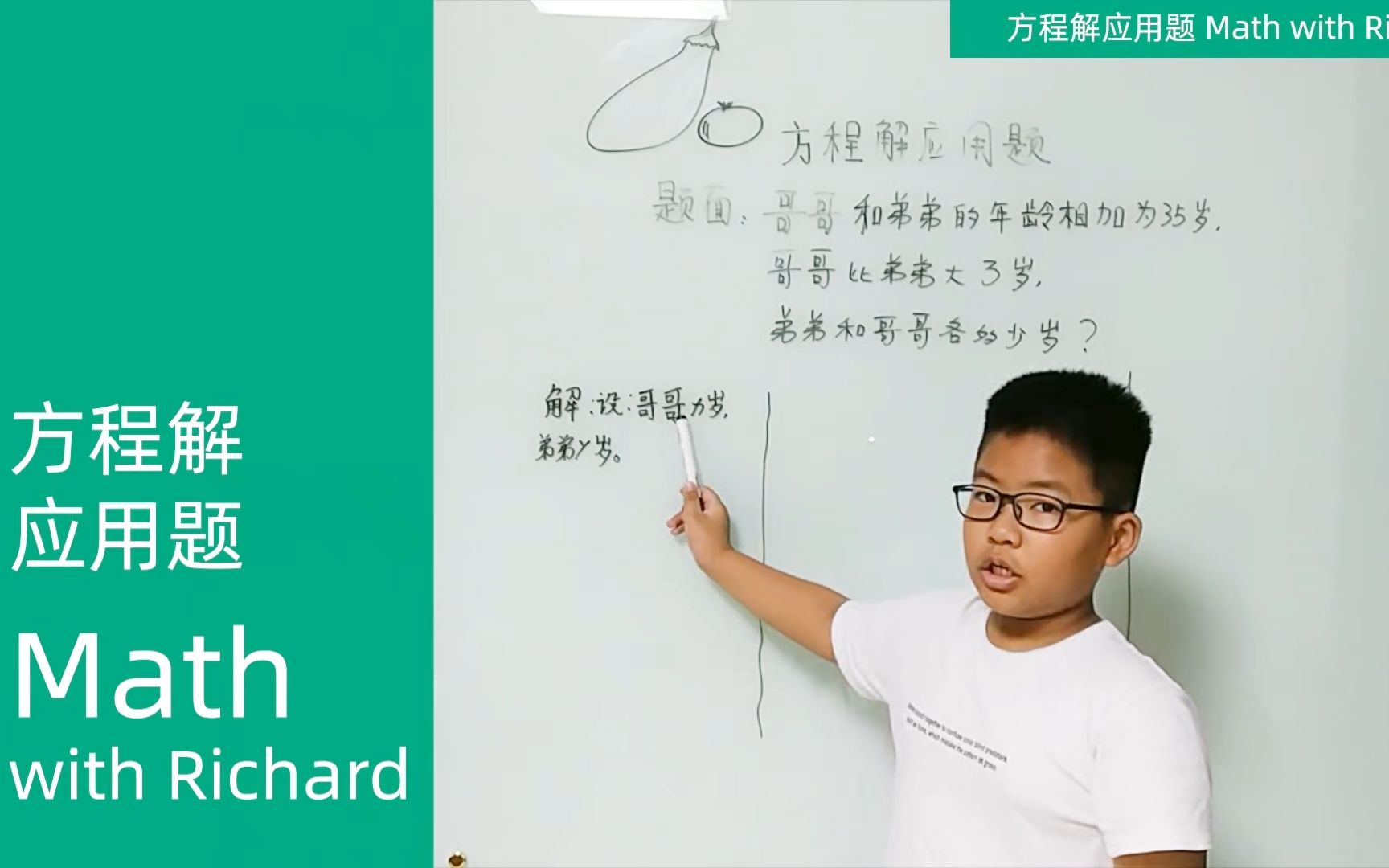 方程解应用题 二元一次方程组 年龄应用题 Math with Richard