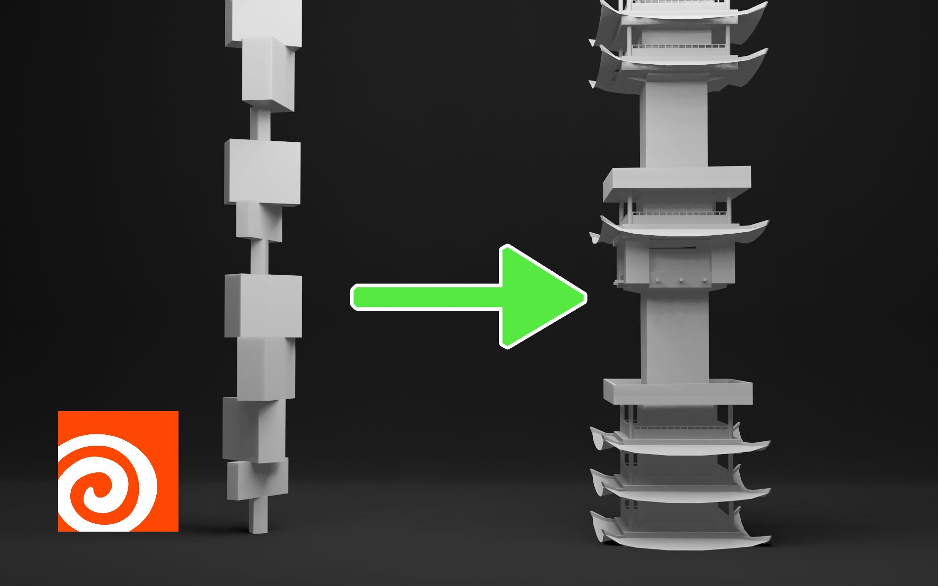 【Houdini】简单的程序化随机堆叠楼房