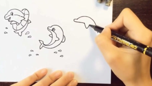 简笔画 教你如何画小海豚