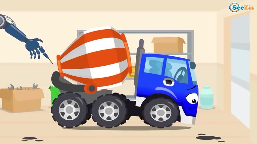 少儿益智-城市水泥搅拌车 汽车新动画片