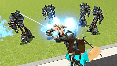 GMOD模组大乱斗: 我的世界四个机器人大战一个机械BOSS