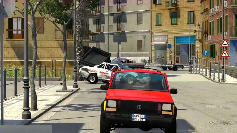 小车经受了猛烈撞击后 受损的情况还很乐观 拟真车祸模拟