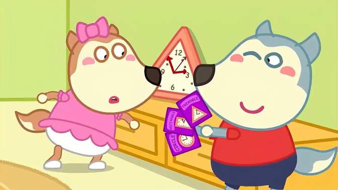 钟表是什么形状,三角形还是圆形呢,小狼能教会妹妹认识形状吗