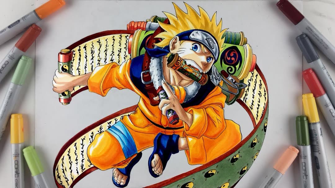 超逼真漩涡鸣人绘画教程,牛人这么画的,3分钟就能搞定!