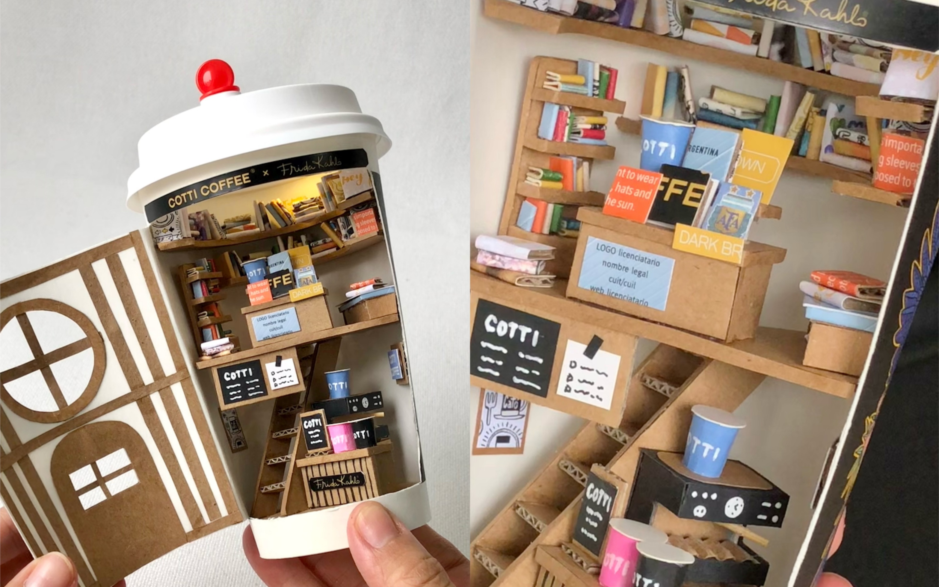 咖啡杯手工DIY杯子里的小书店制作教程 杯子里的小世界