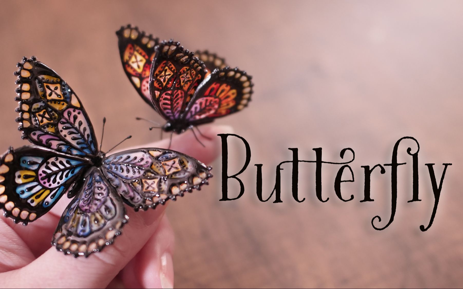 DIY Butterflies like stained glass [RESIN×Paste Clay]
