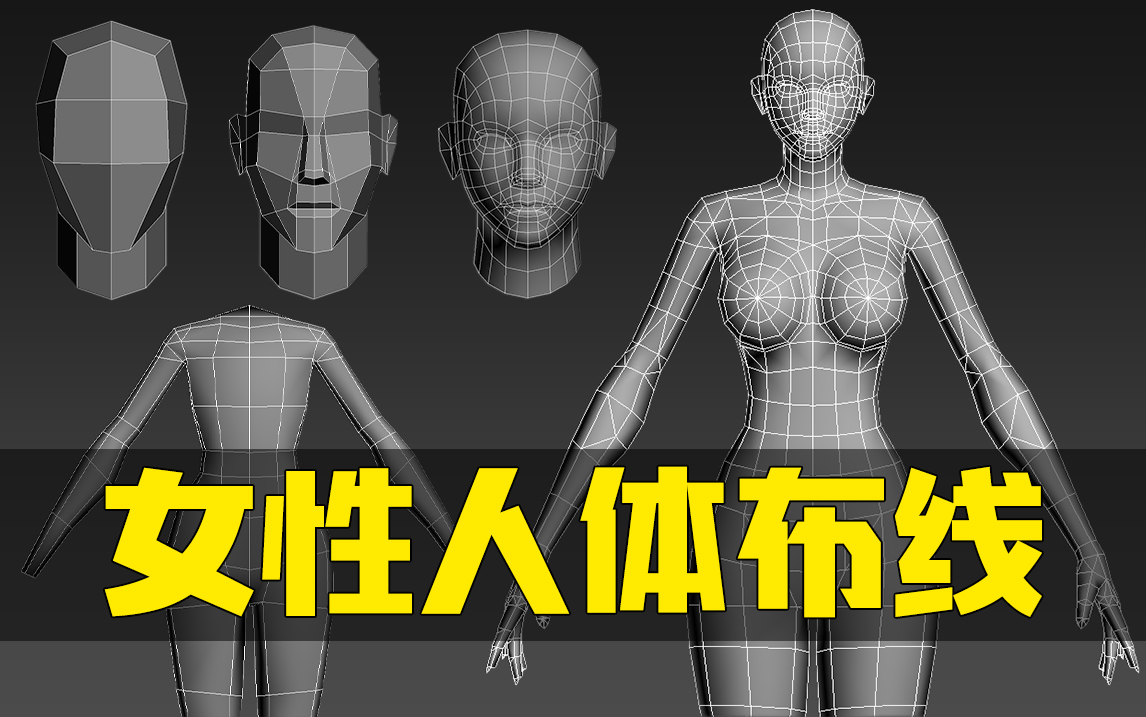 ...,女人体结构布线技巧,从正方体开始教你制作人物 3dmax人物建模...
