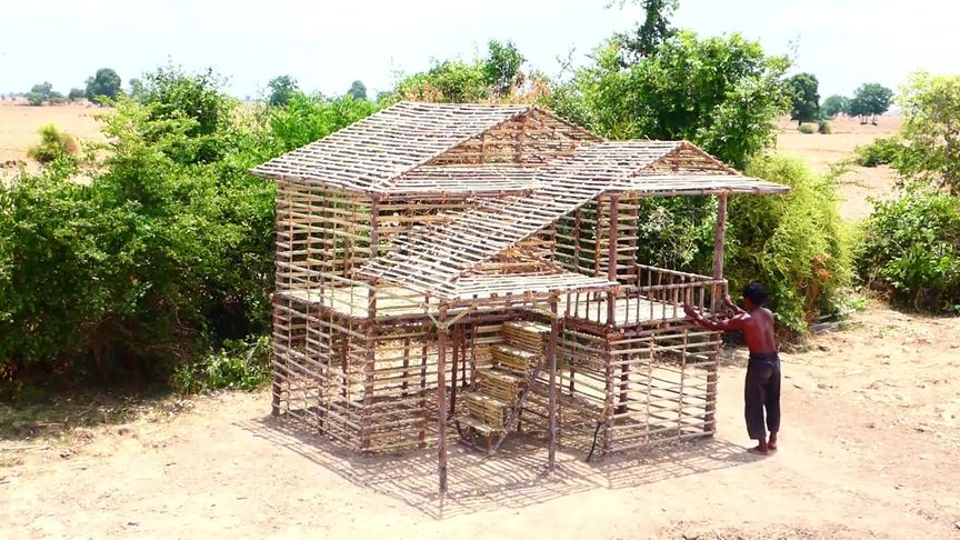 【原始技术】纯手工原始木质房屋的建造 第1集