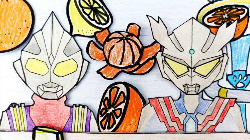 手绘定格动画:迪迦和赛罗一起猜水果,迪迦猜对了吃柠檬酸哭了!