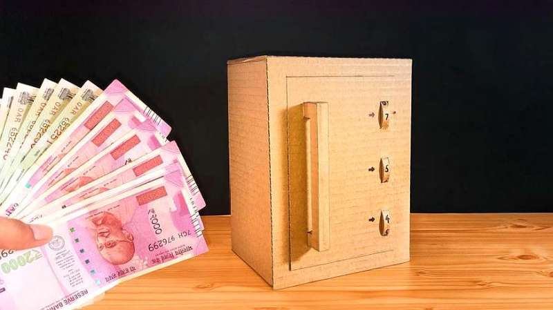 用纸板自制保险箱,三把密码锁,非常安全,看看他是怎么做的