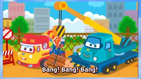 超级飞侠益智儿童动画儿歌:卡车,吊车,工程车一起救援