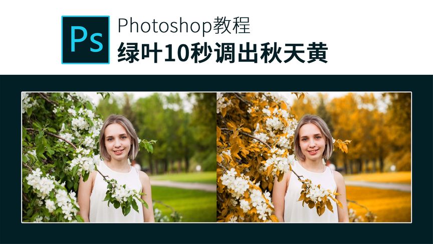 PS调色难?教你通道混合器10秒绿叶调成秋天黄,换个色调换种心情