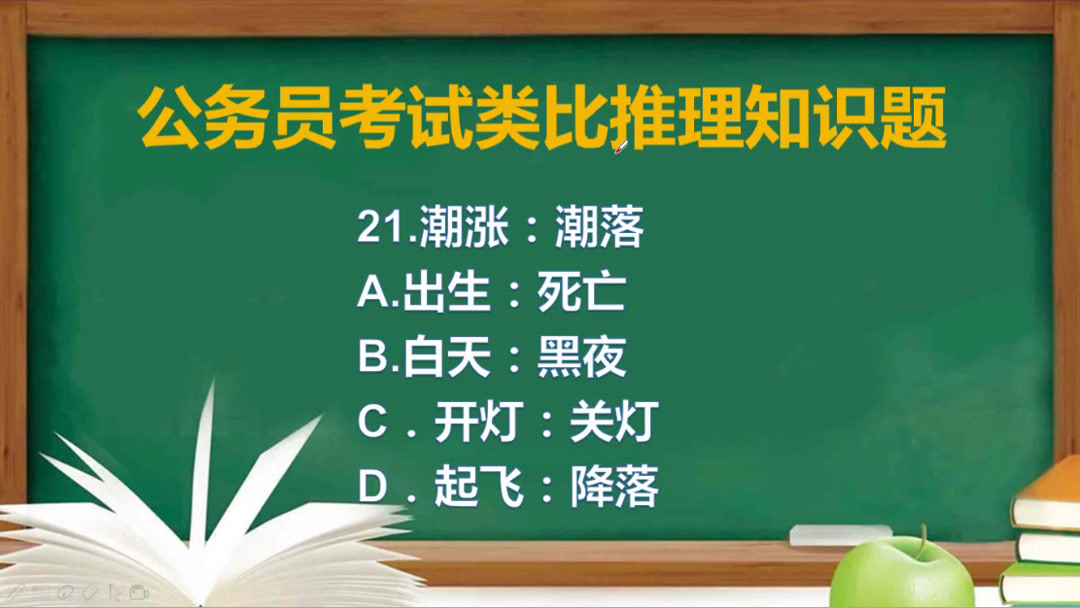 公务员考试类比推理知识题:21题,潮涨和潮落
