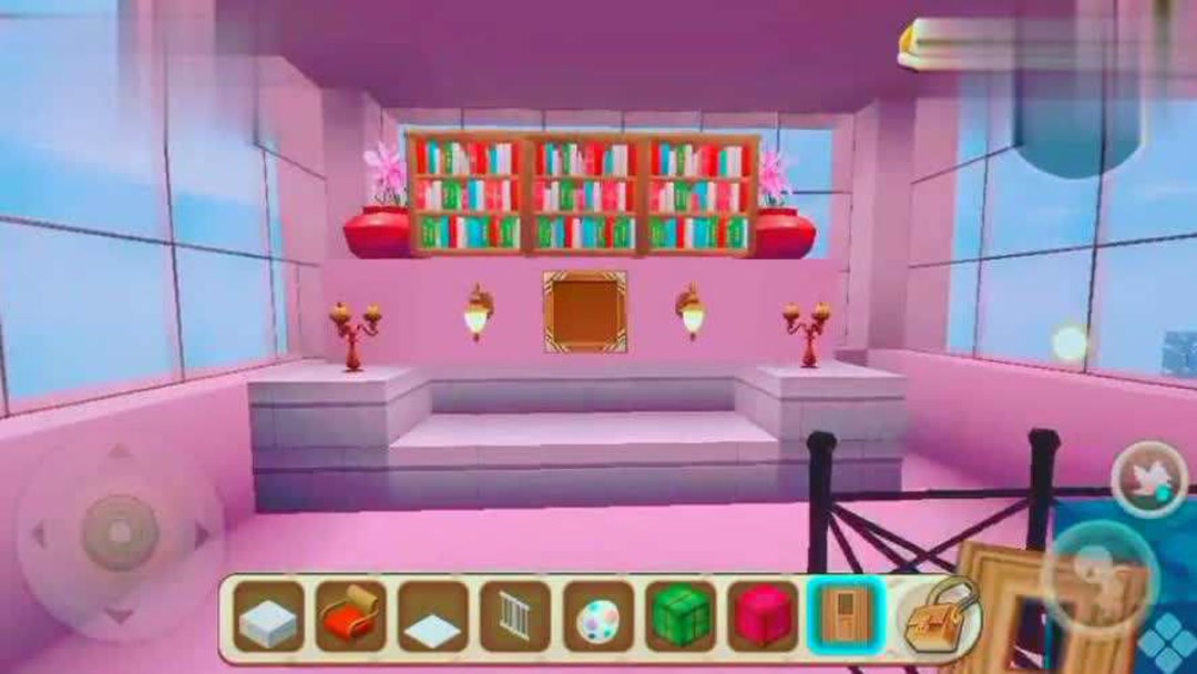 迷你世界山顶上的粉色透明别墅,风景好漂亮!