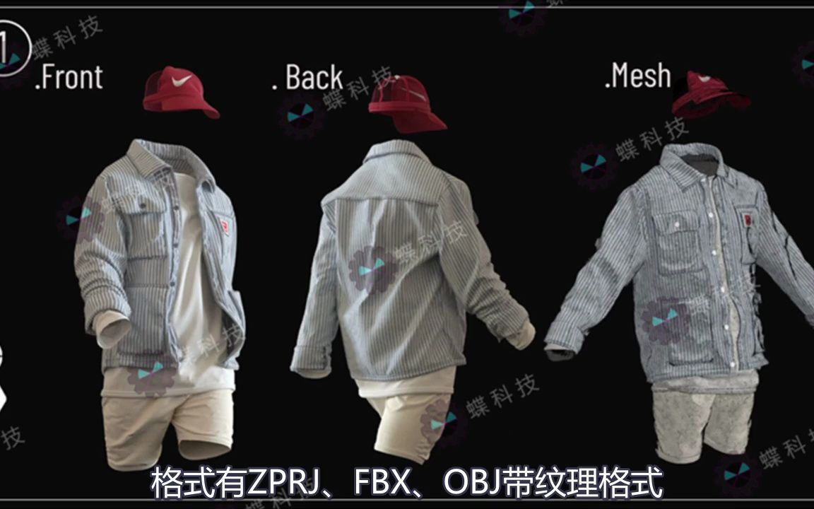 MD Clo3D休闲服短裤卫衣棒球帽套装MD服装打版源文件3D模型