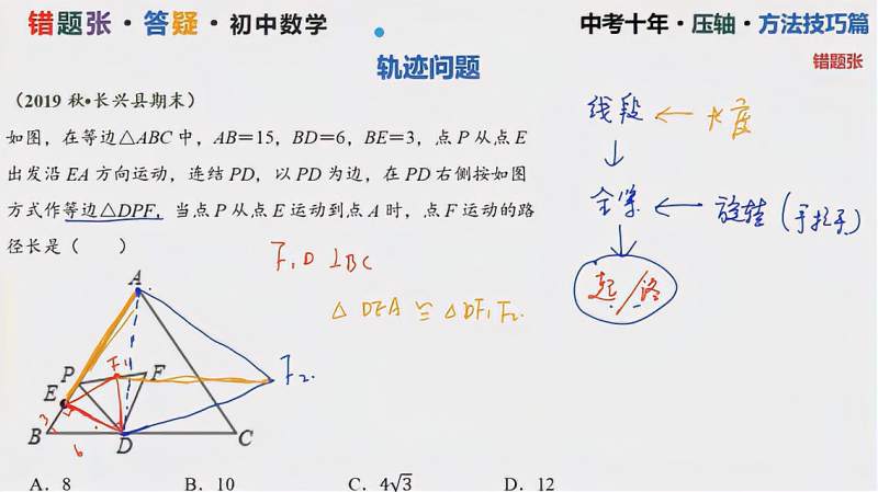 中考数学冲刺「压轴专题」轨迹路径问题手拉手 初中解题方法技巧