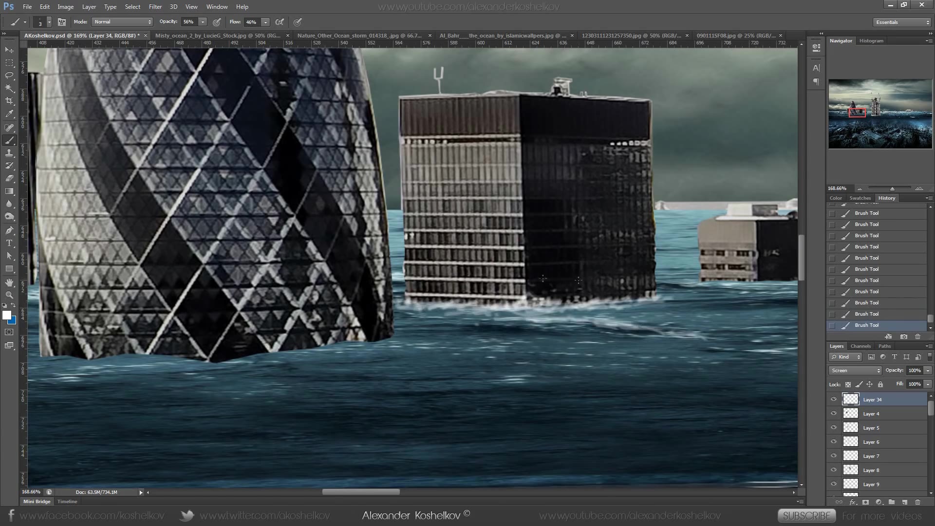 ...用PS制作伦敦陷入水下逼真场景 London Underwater Photoshop CS 6