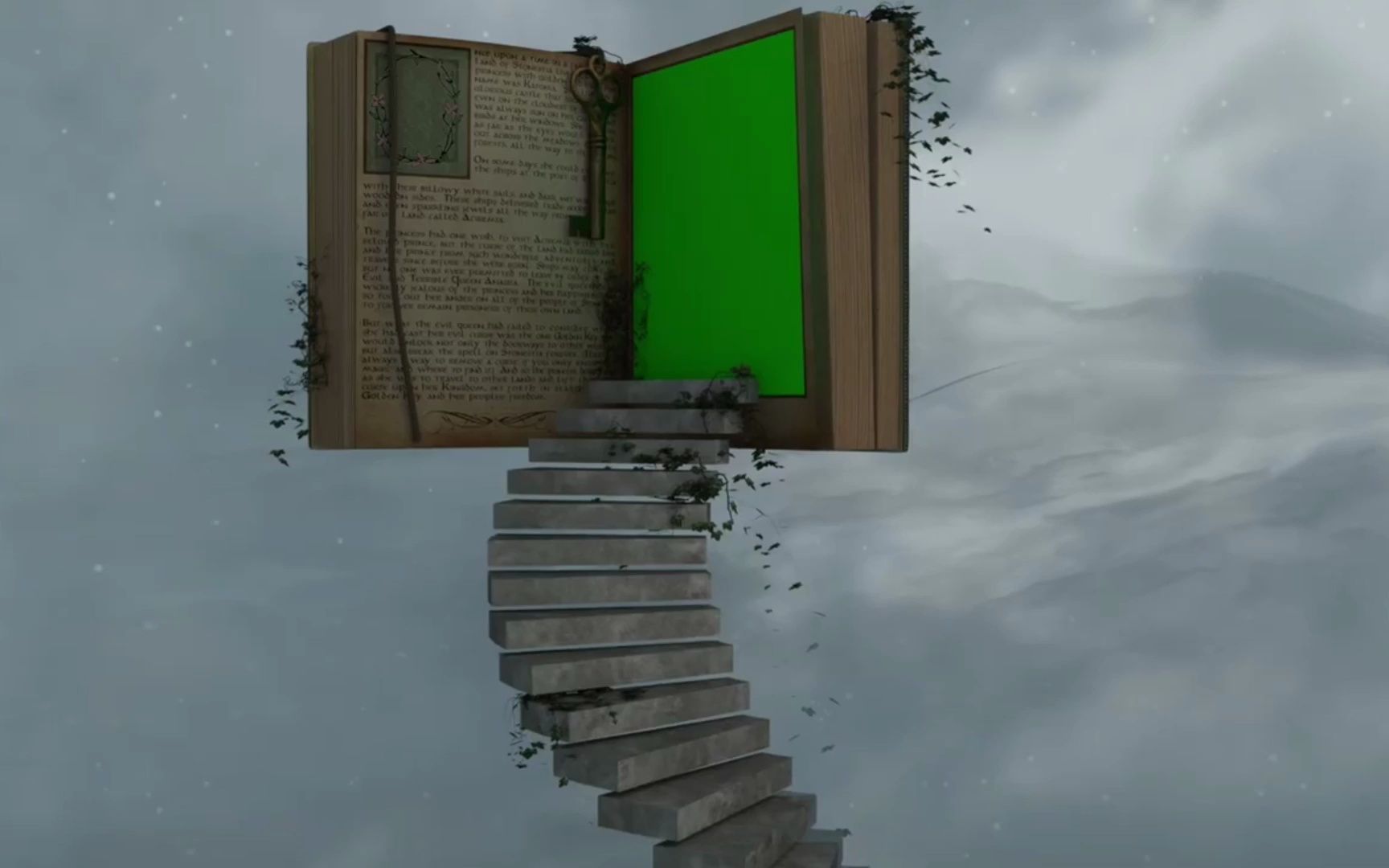 绿幕抠像高清免费视频手机剪辑素材仙境之门开门特效转场