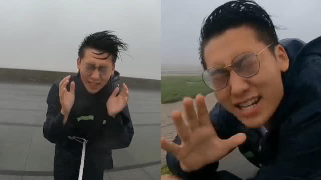 记者报道台风时疯狂嘶吼,被吹得东倒西歪,网友却狂夸摄像师