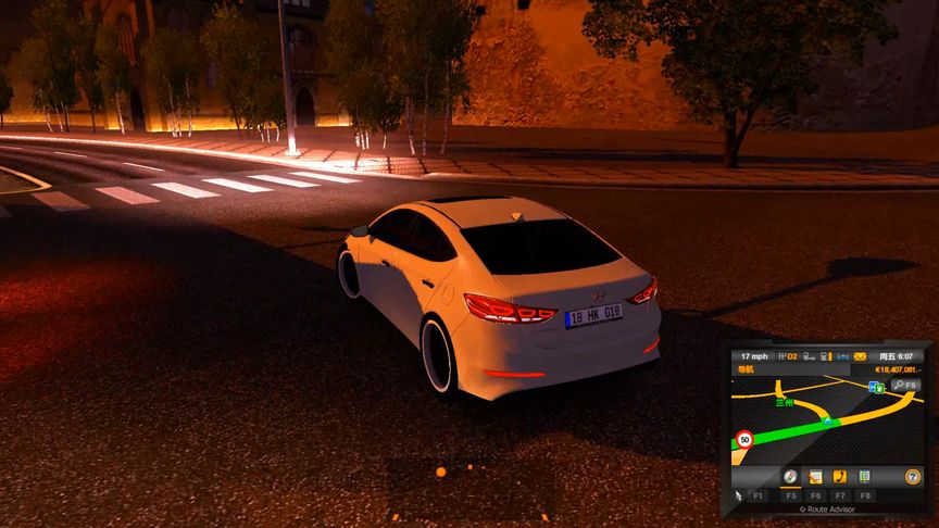 欧洲卡车模拟2:开着现代轿车上路,其他司机以为我喝醉了